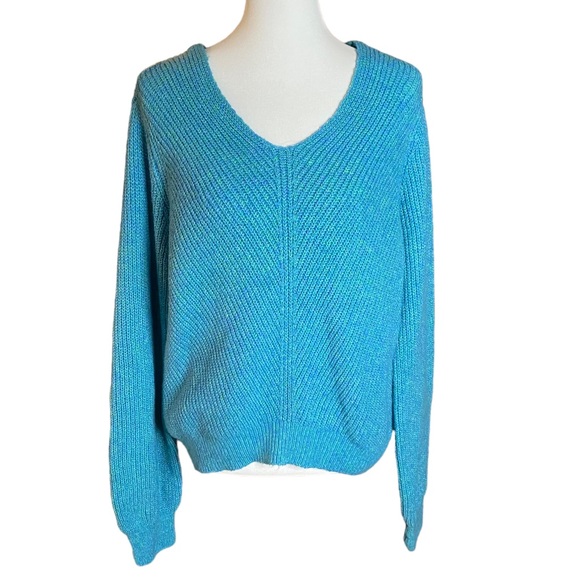 Lulus | Sweaters | Lulus Teal Multi Knit V Neck Sweater | Poshmark